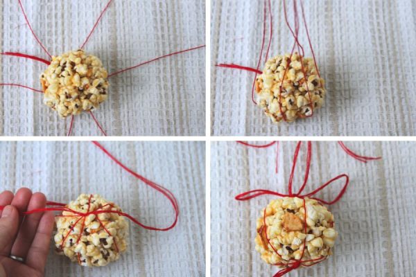Popcorn Ball Ornaments with Apples and Honey • A Traditional Life
